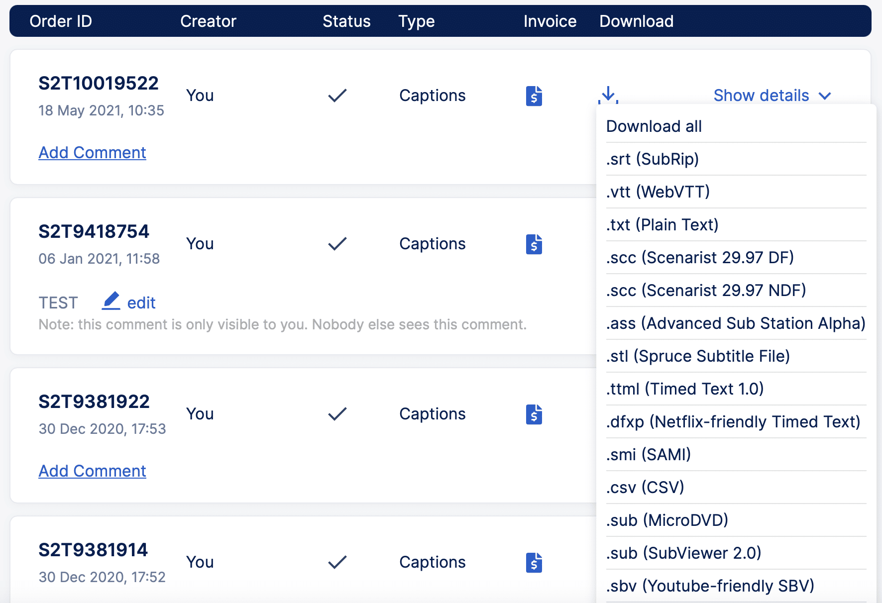 Caption download formats - GoTranscript Help Center | Get Answers & Support